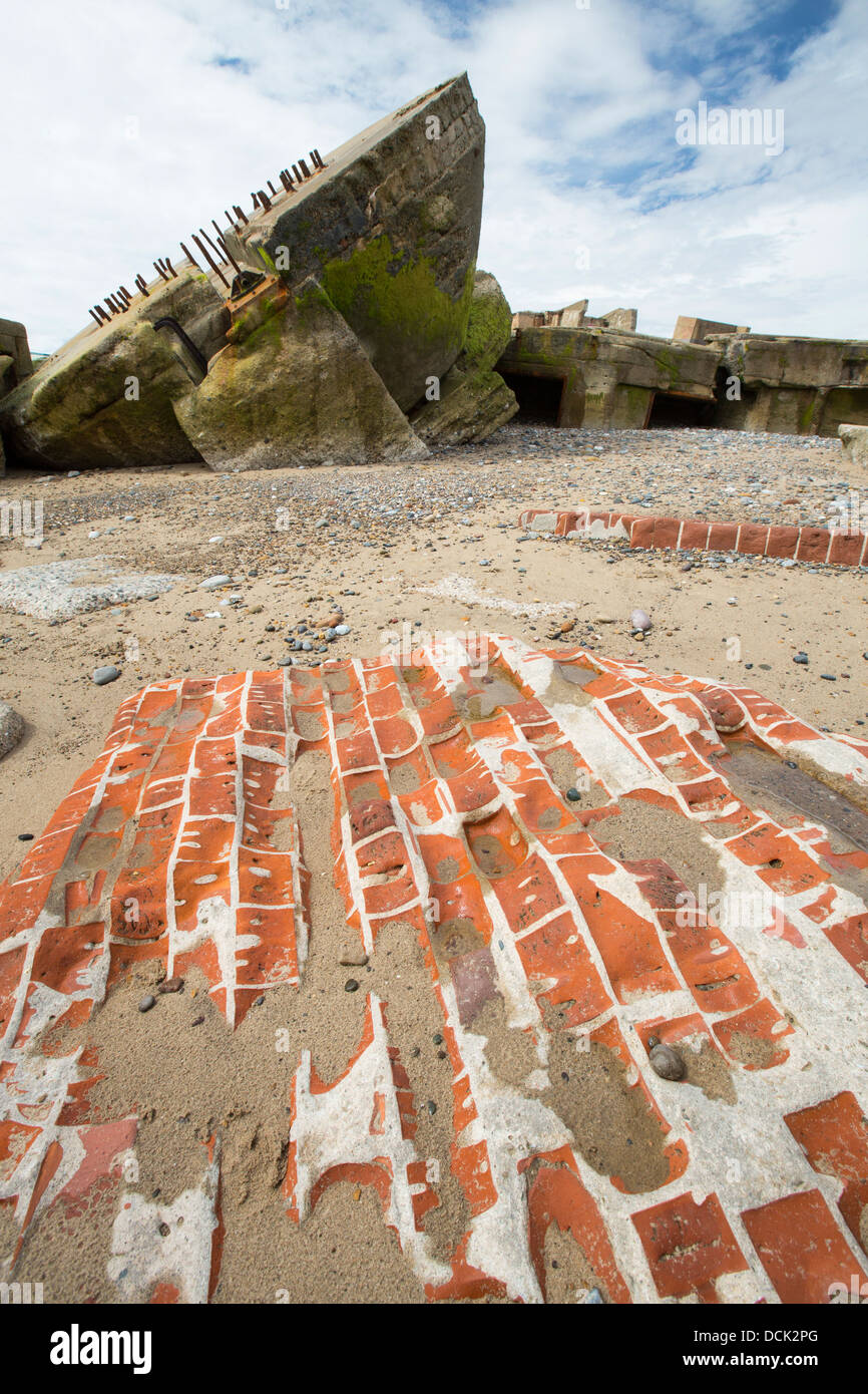 The Remains of a gun emplacement at the Godwin battery on the beach at ...