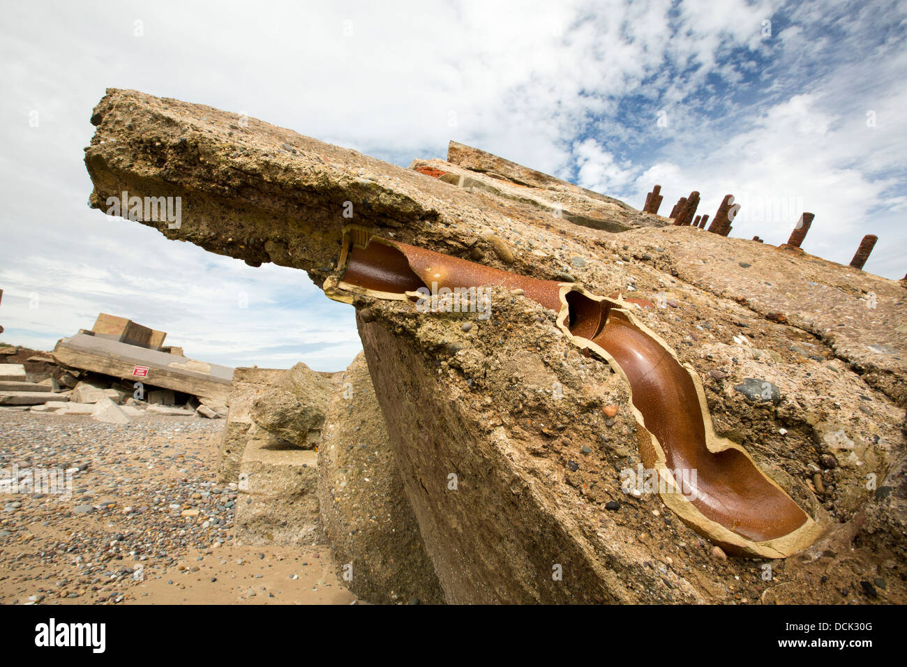 The Remains of a gun emplacement at the Godwin battery on the beach at ...