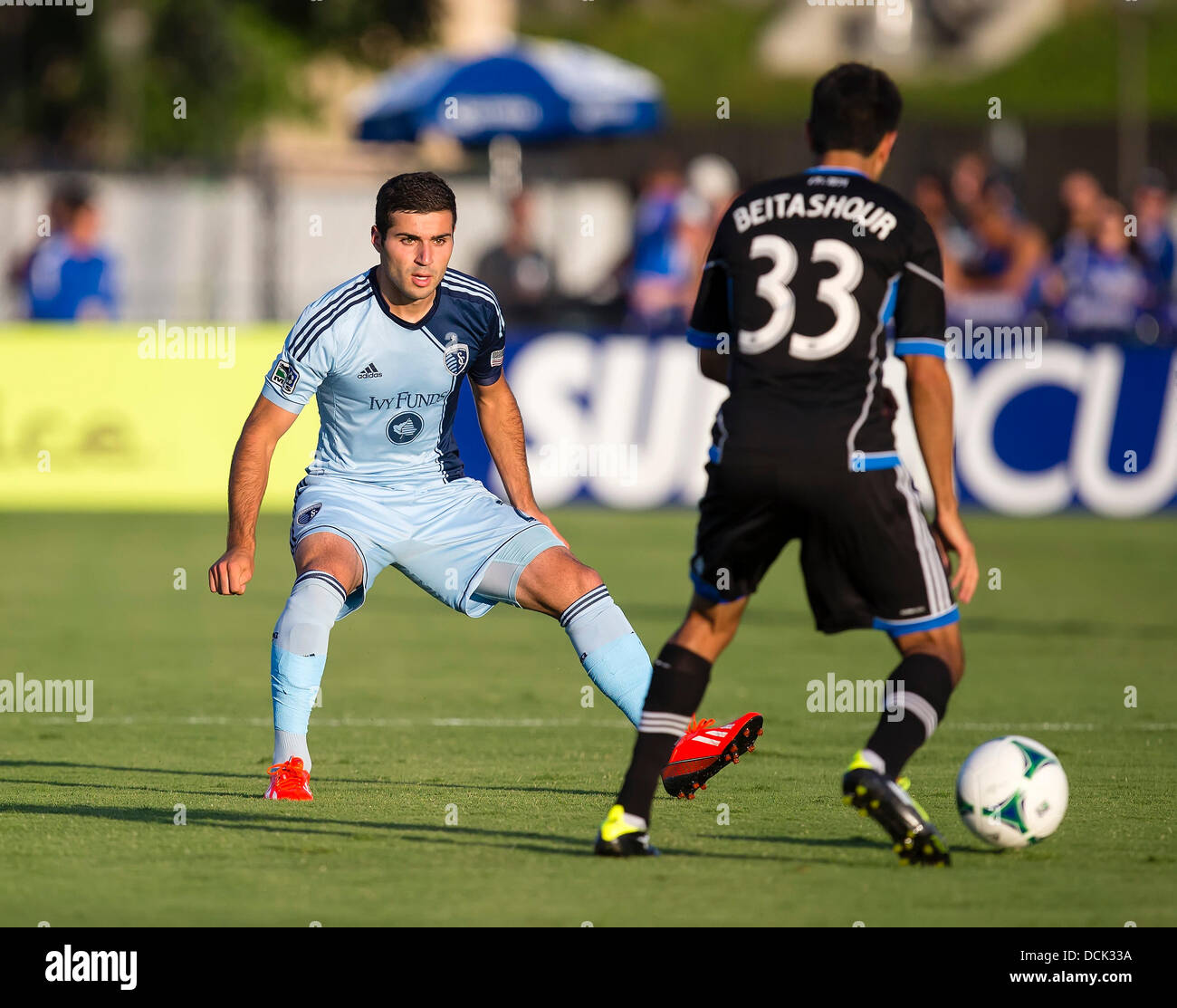 Santa Clara, CA. 18th Aug, 2013. August 18, 2013: Sporting KC forward ...
