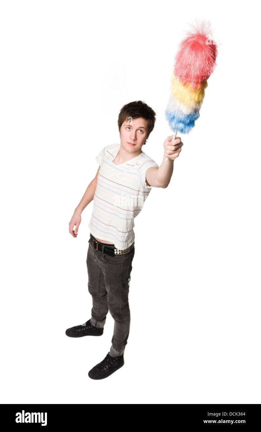 Man with a duster Stock Photo - Alamy