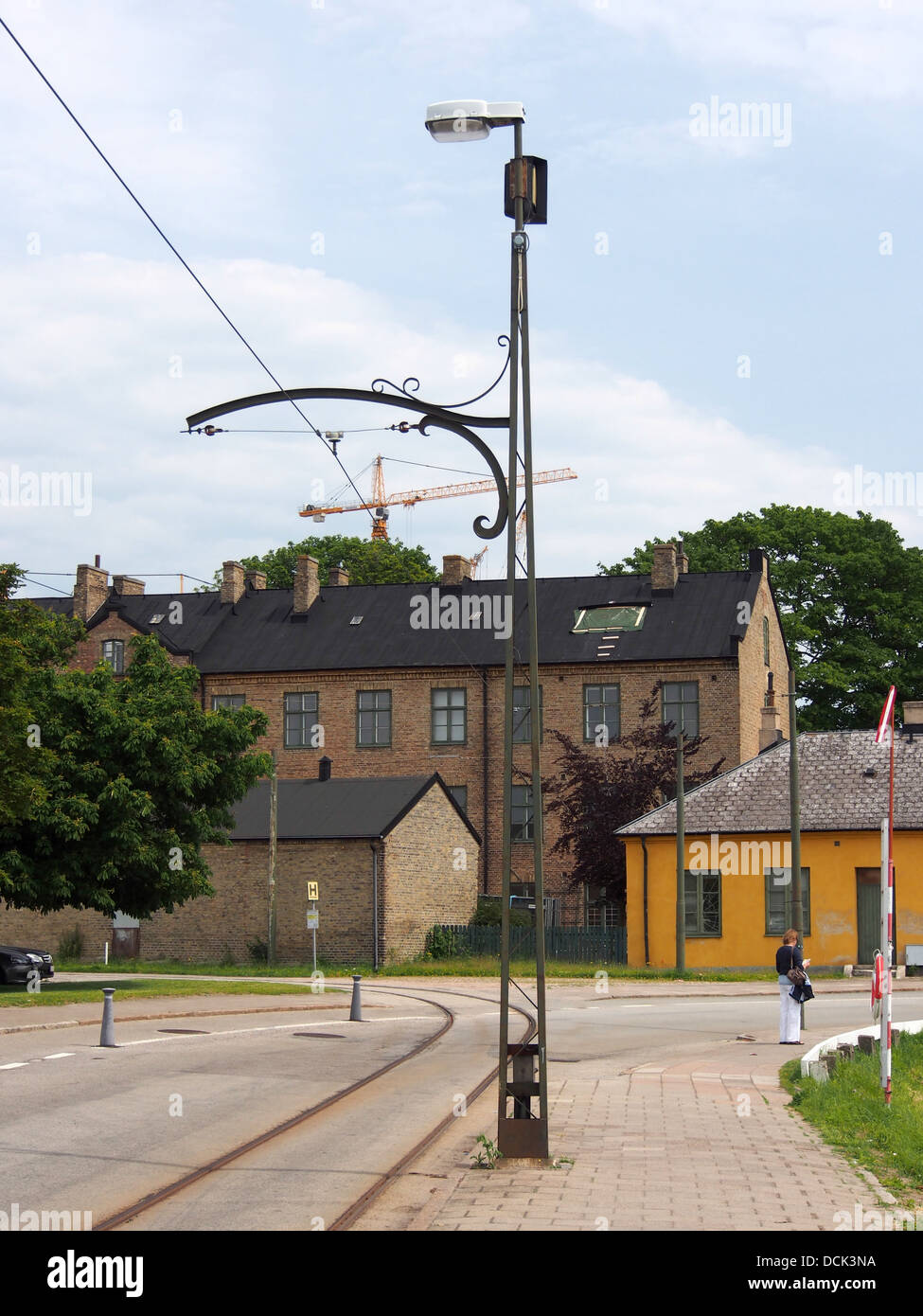 This image shows an overhead line used by an old tram in Malmö, Sweden ...