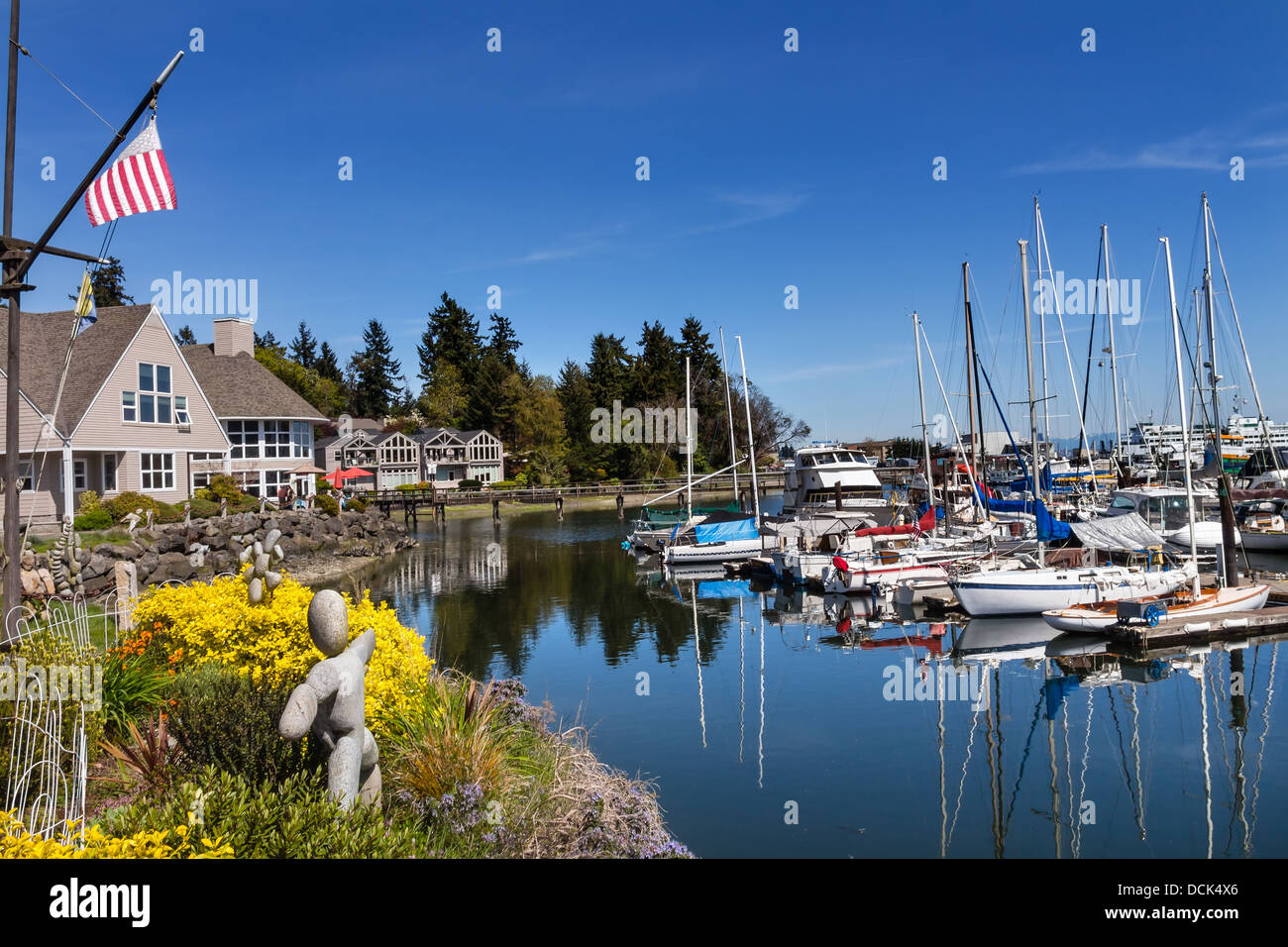 Bainbridge Island Harbor Docks Piers Sailboats Washington Pacific ...