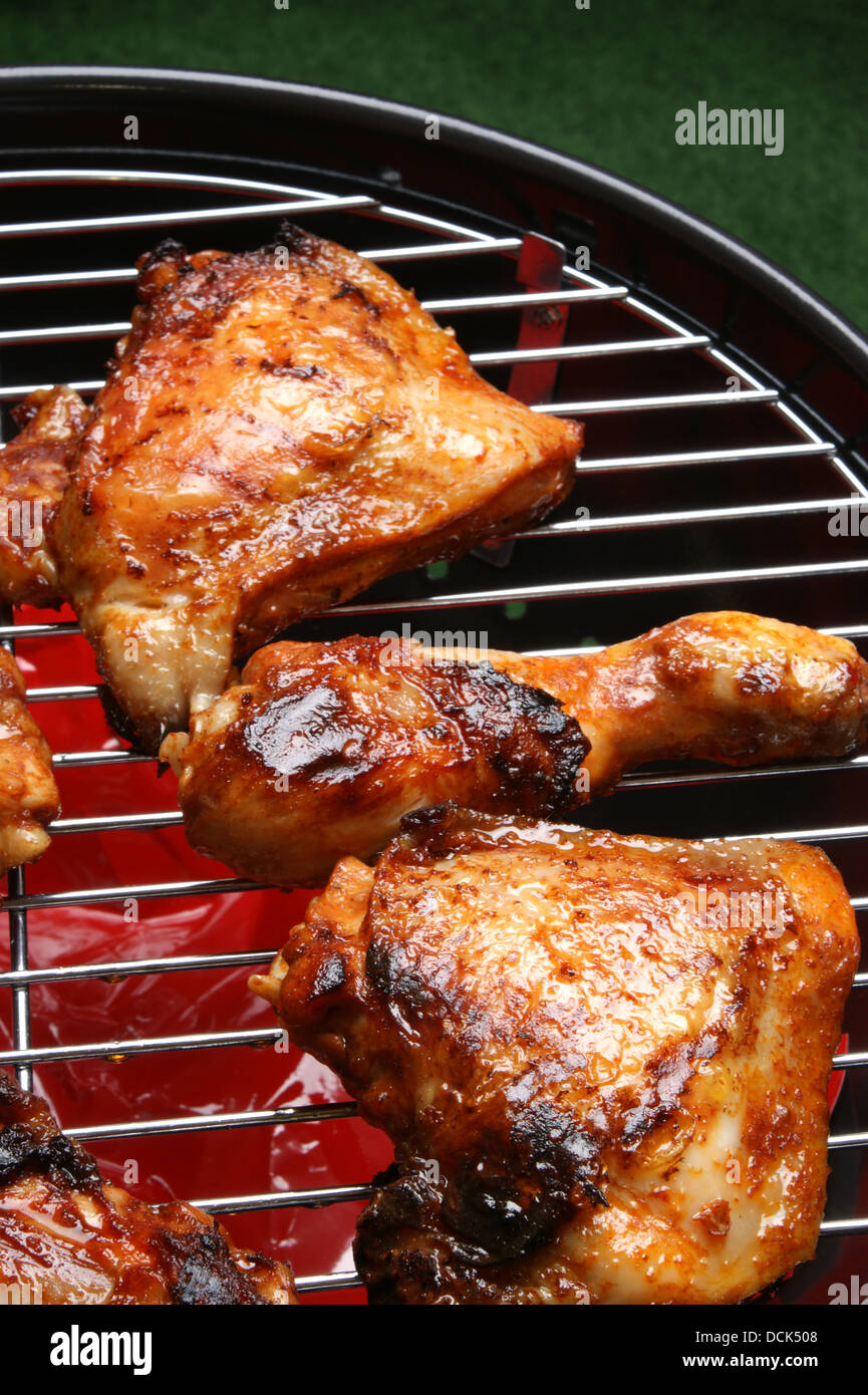 organic roasted chicken parts on a barbecue Stock Photo - Alamy