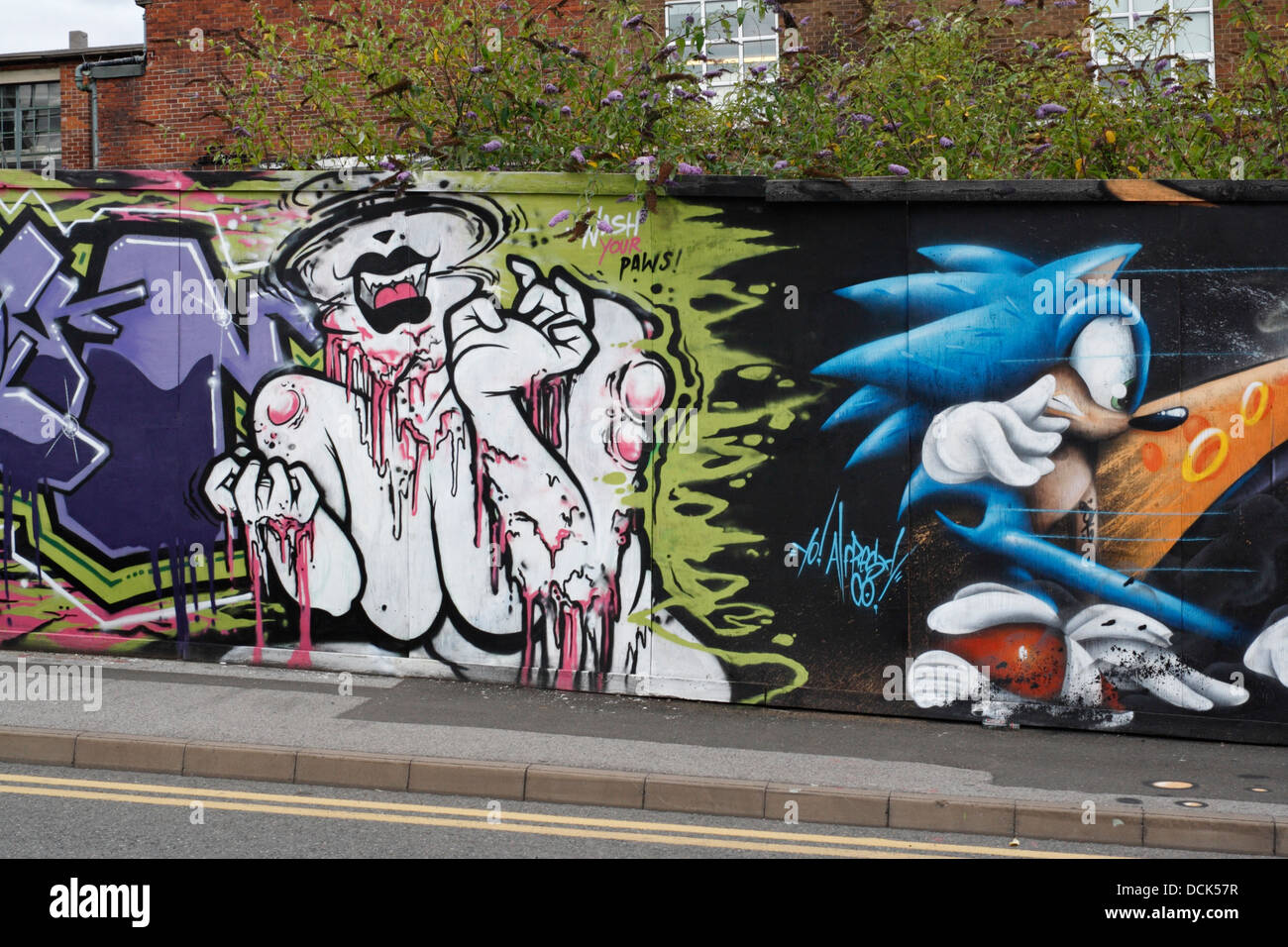 Street Art Graffiti on the side of a building in Sheffield Stock Photo ...