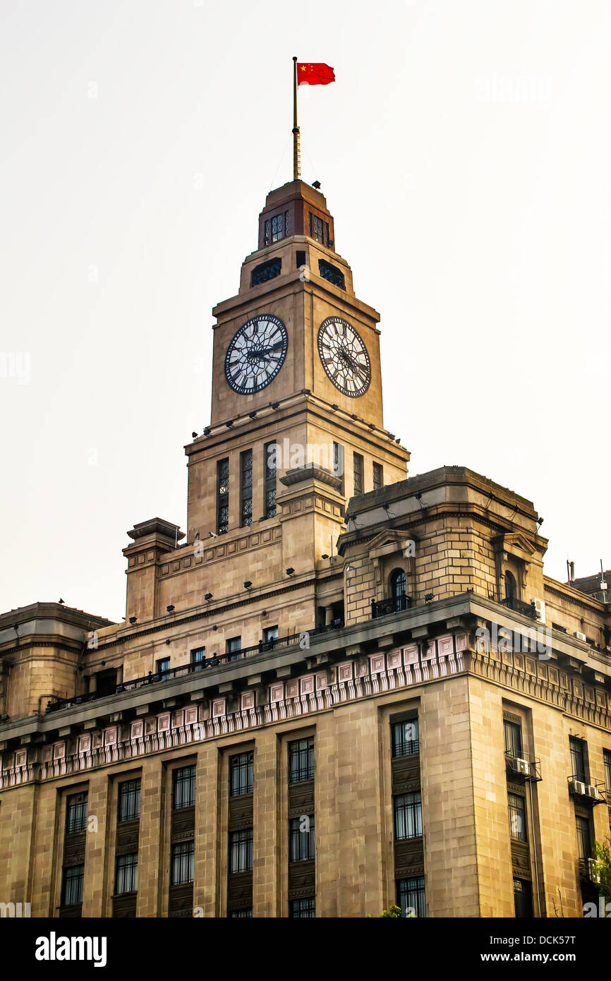 Old Customs Building with Clock and Flag, The Bund, Shanghai, China ...