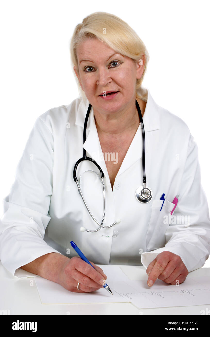 medical assistant points to an ecg chart Stock Photo - Alamy