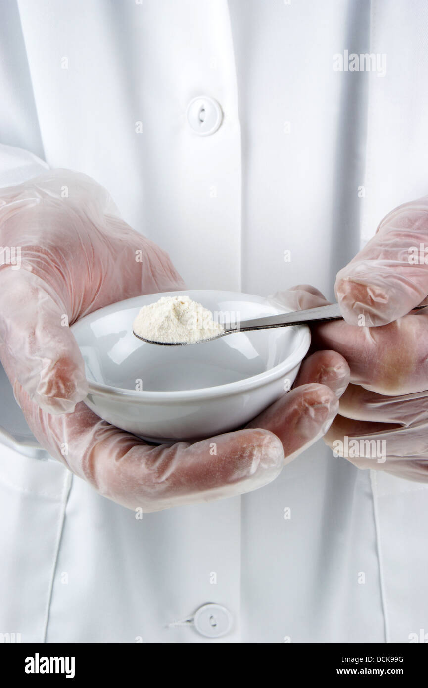 white powder is investigated in the food laboratory Stock Photo - Alamy