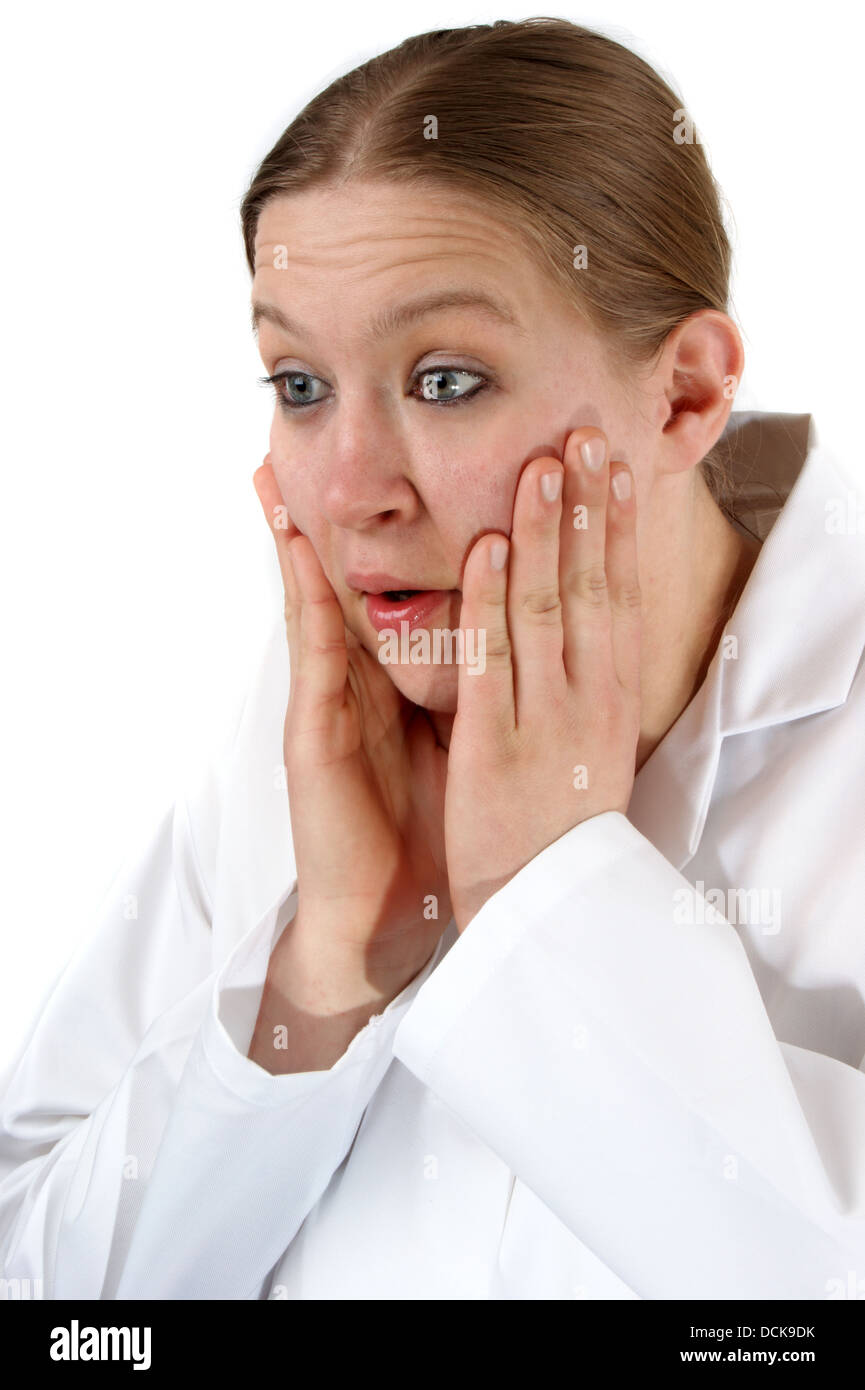 medical assistant with both hands on the face Stock Photo - Alamy