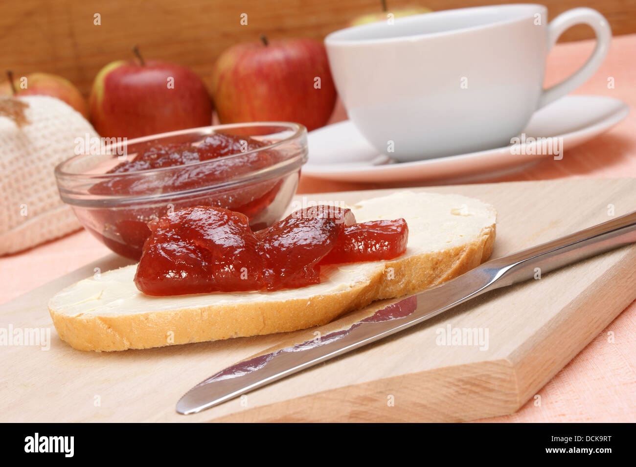home baked bread with fresh strawberry jam Stock Photo - Alamy