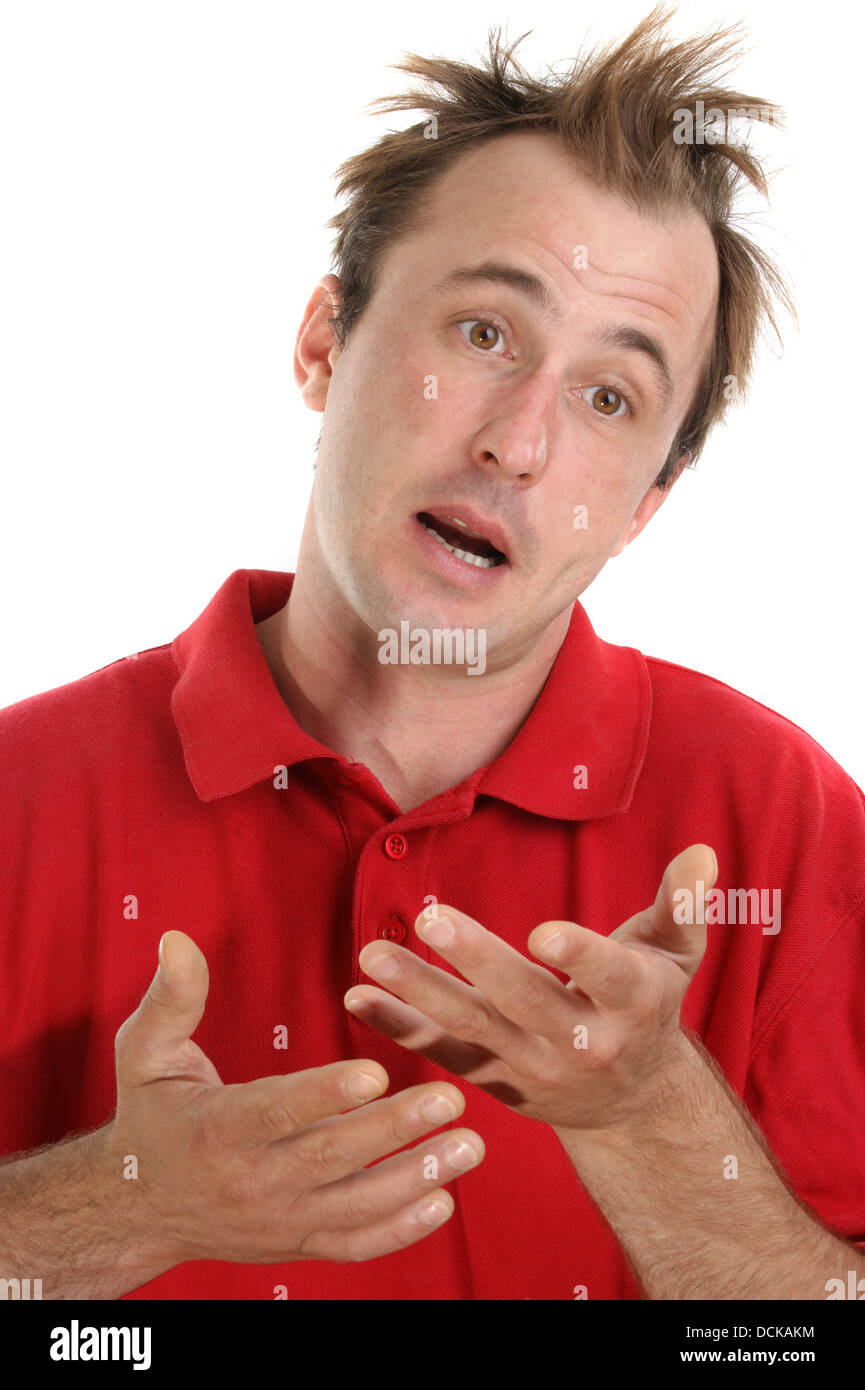 young man gesturing with his two hands Stock Photo - Alamy
