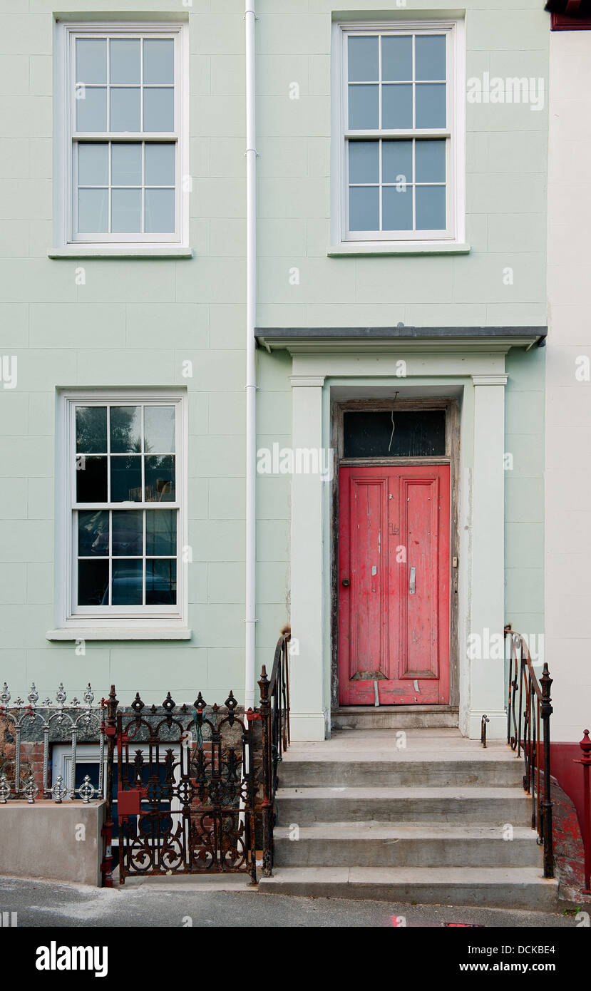Red door and window Stock Photo - Alamy