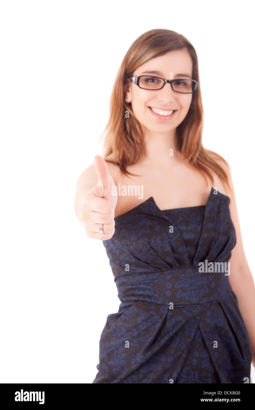 A Young Business woman signaling ok Stock Photo - Alamy