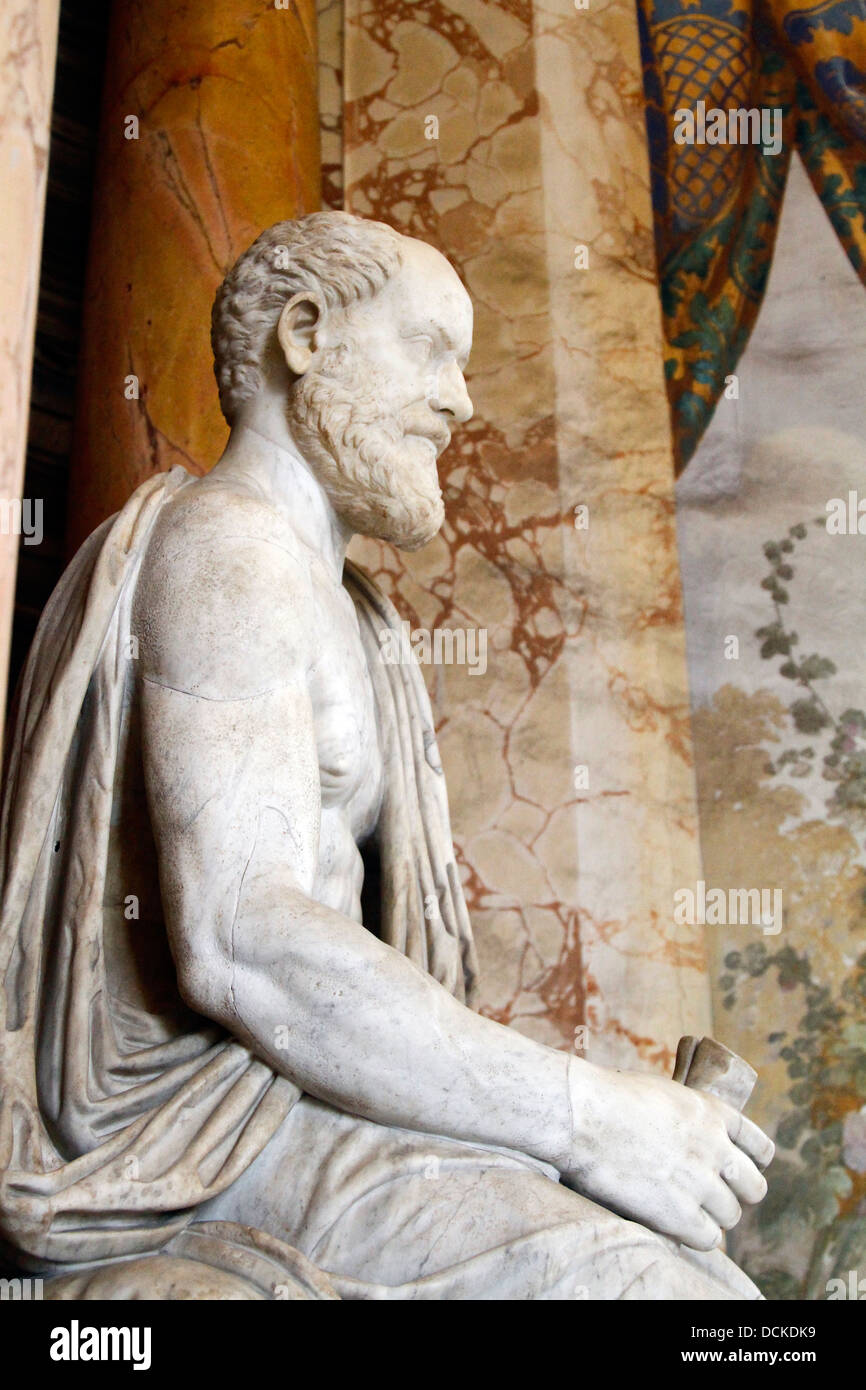 Close view details of beautiful male statue inside the Vatican museums ...