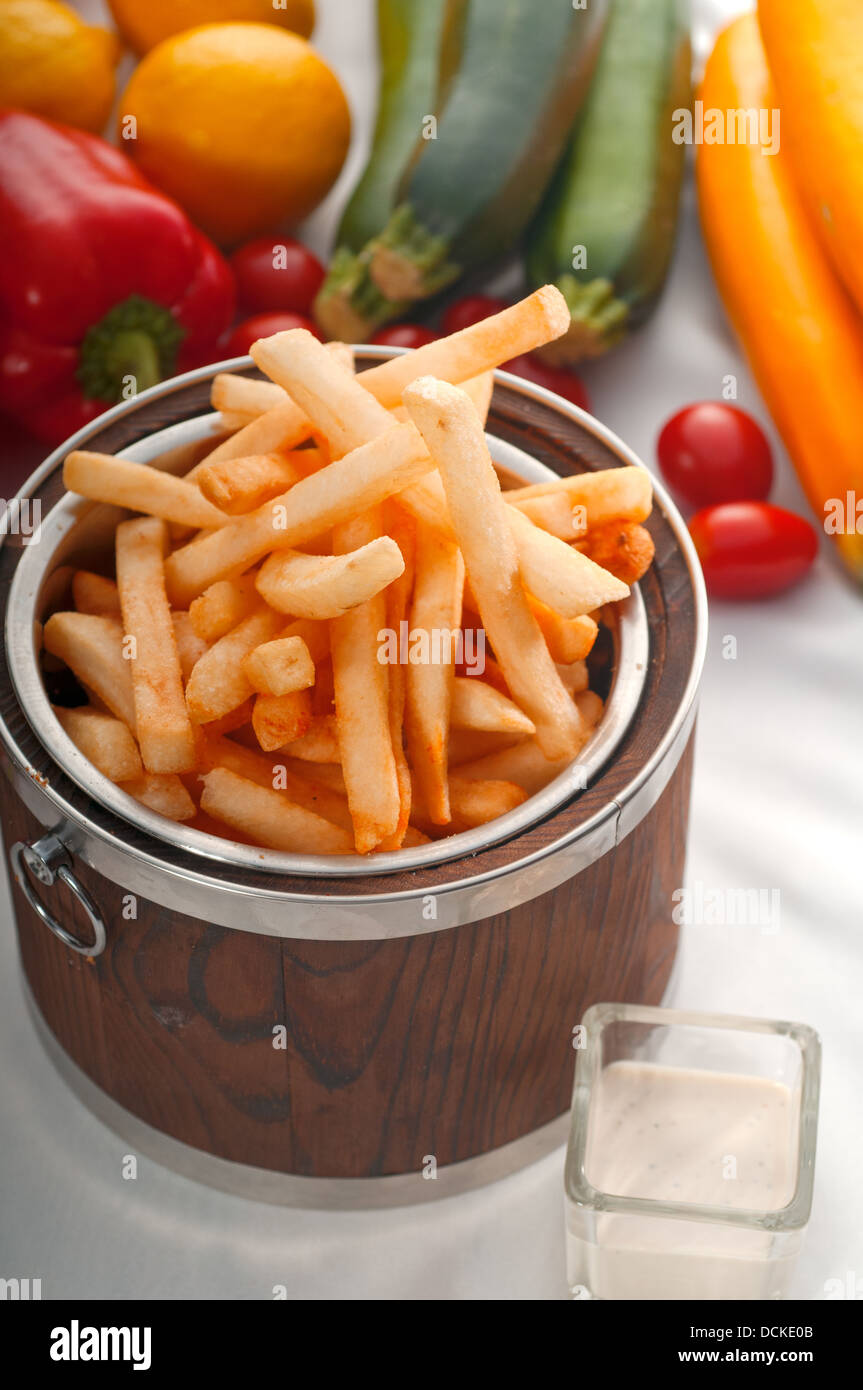 fresh french fries on a bucket Stock Photo - Alamy
