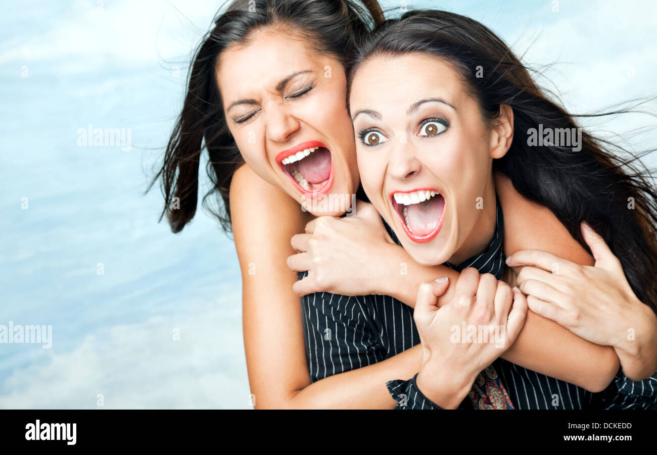 girls screaming excitement Stock Photo - Alamy