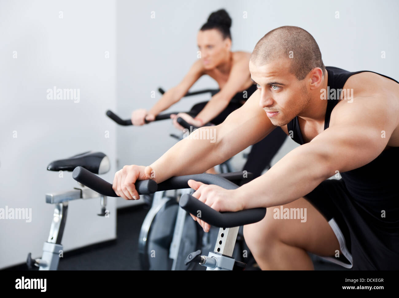 man spinning veloargometer gym Stock Photo - Alamy