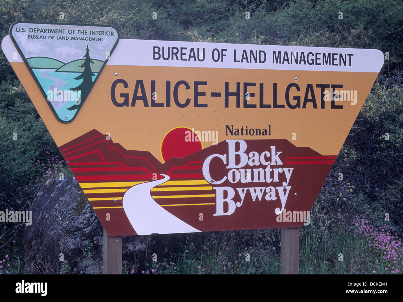 Scenic Byway sign, Galice-Hellgate National Scenic Byway, Oregon Stock ...