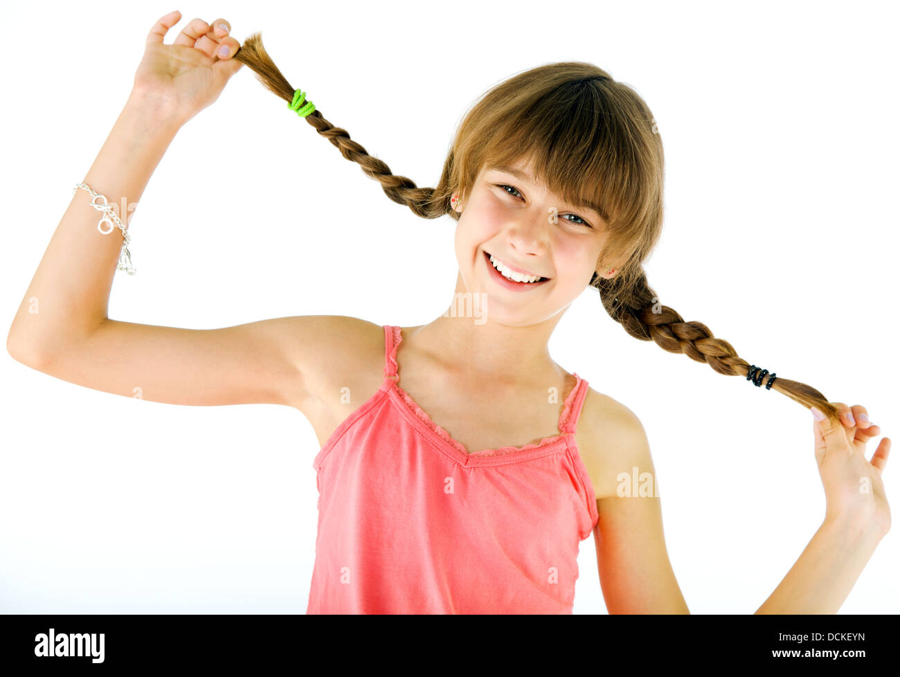 happy girl braids Stock Photo - Alamy