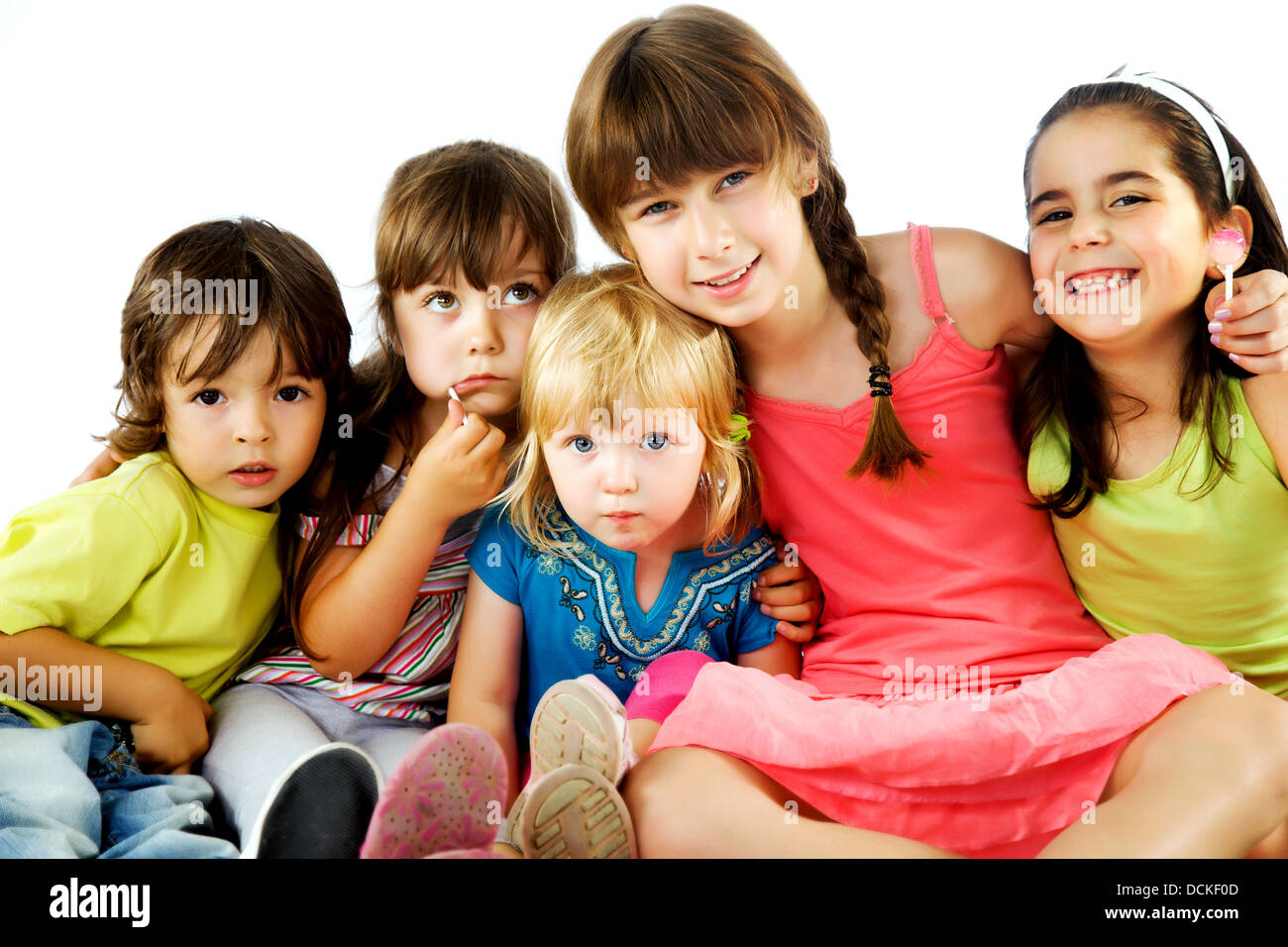 group children hugging Stock Photo - Alamy