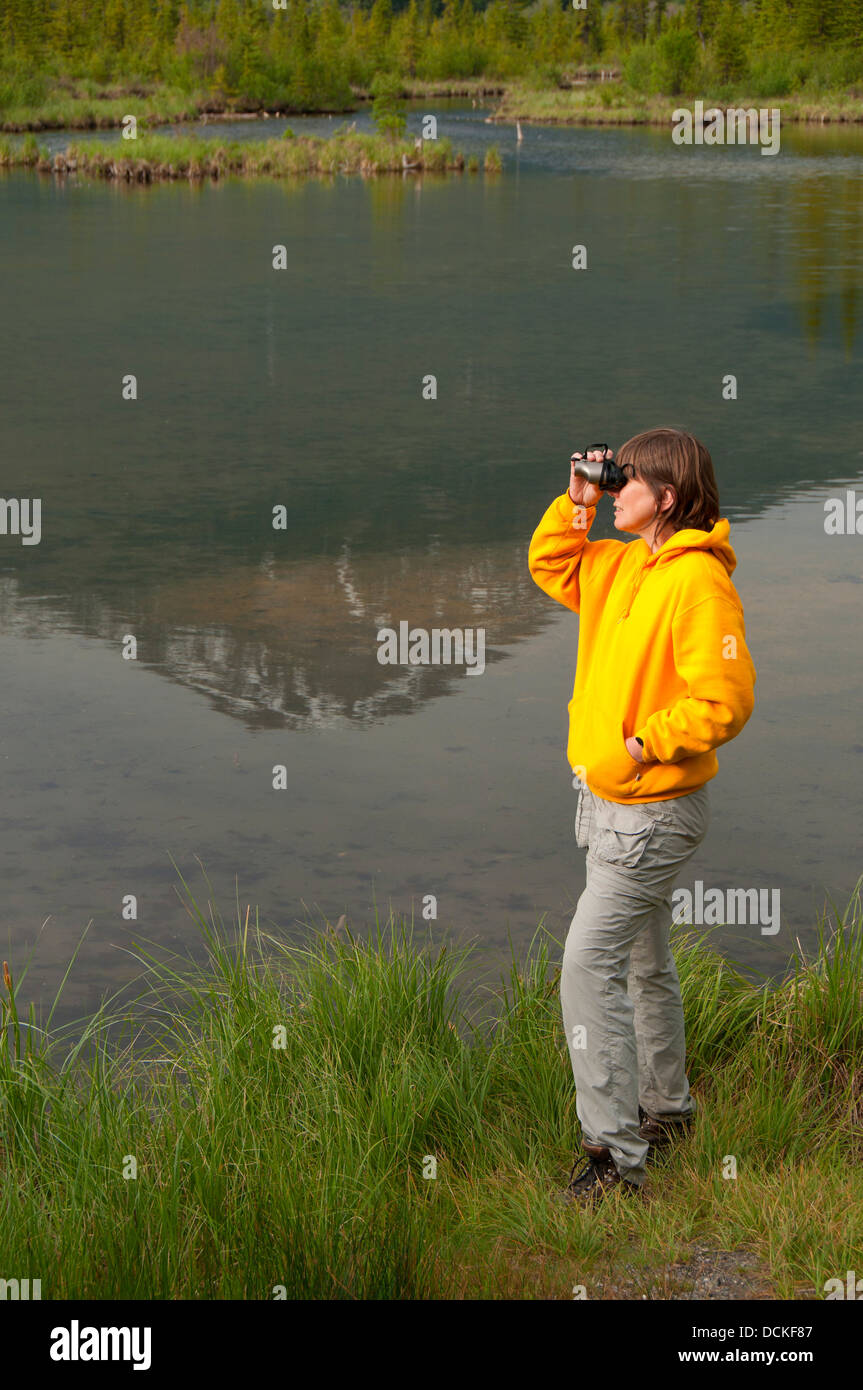 Birding at Vermillion Lakes, Banff National Park, Alberta, Canada Stock ...