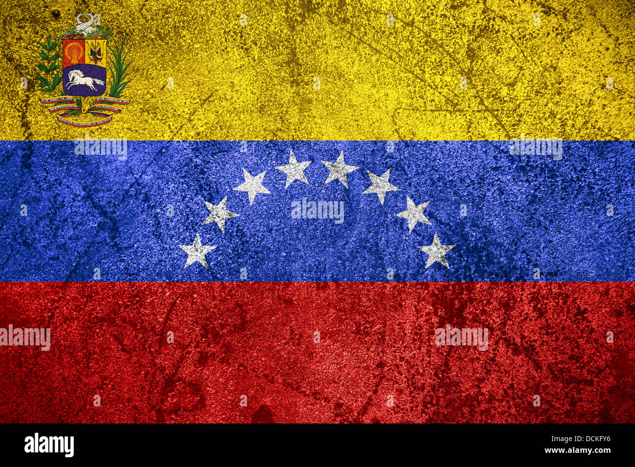 flag of Venezuela or Venezuelan banner on rough metal background Stock ...