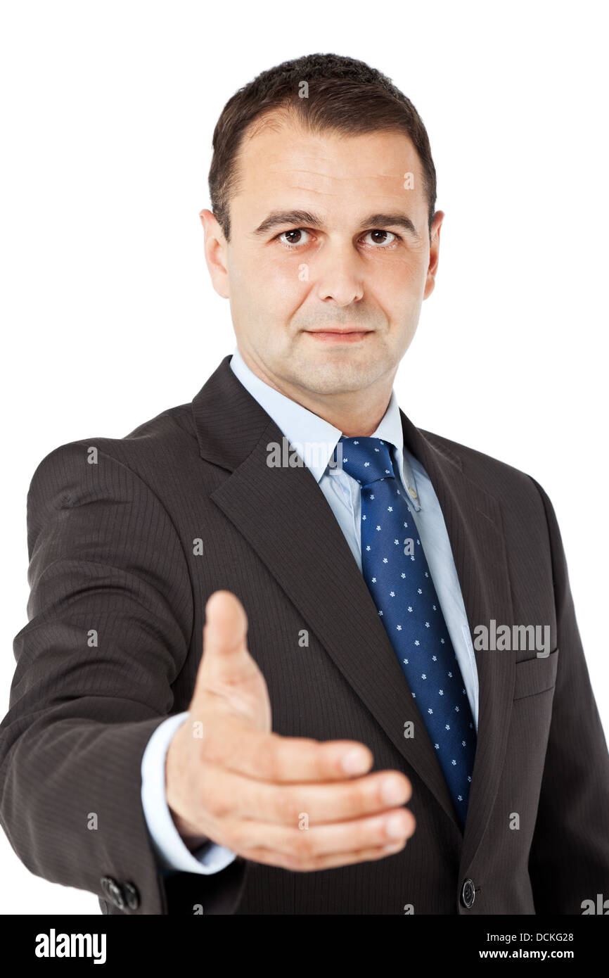 Male offering handshake Stock Photo - Alamy