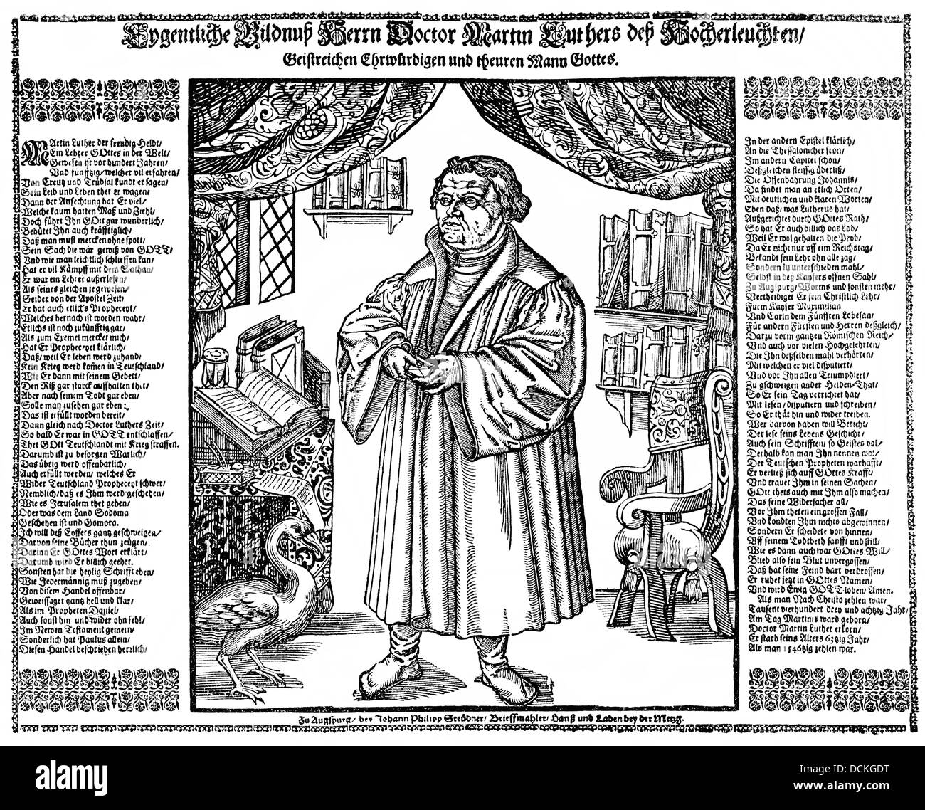 the Reformation Augsburg leaflet from the 16th Century with Martin ...