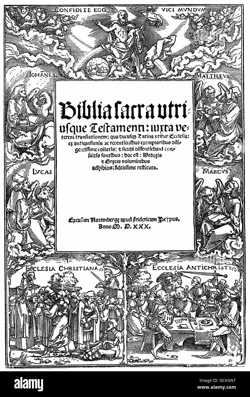 title page of a Latin Bible, 1530 Stock Photo - Alamy