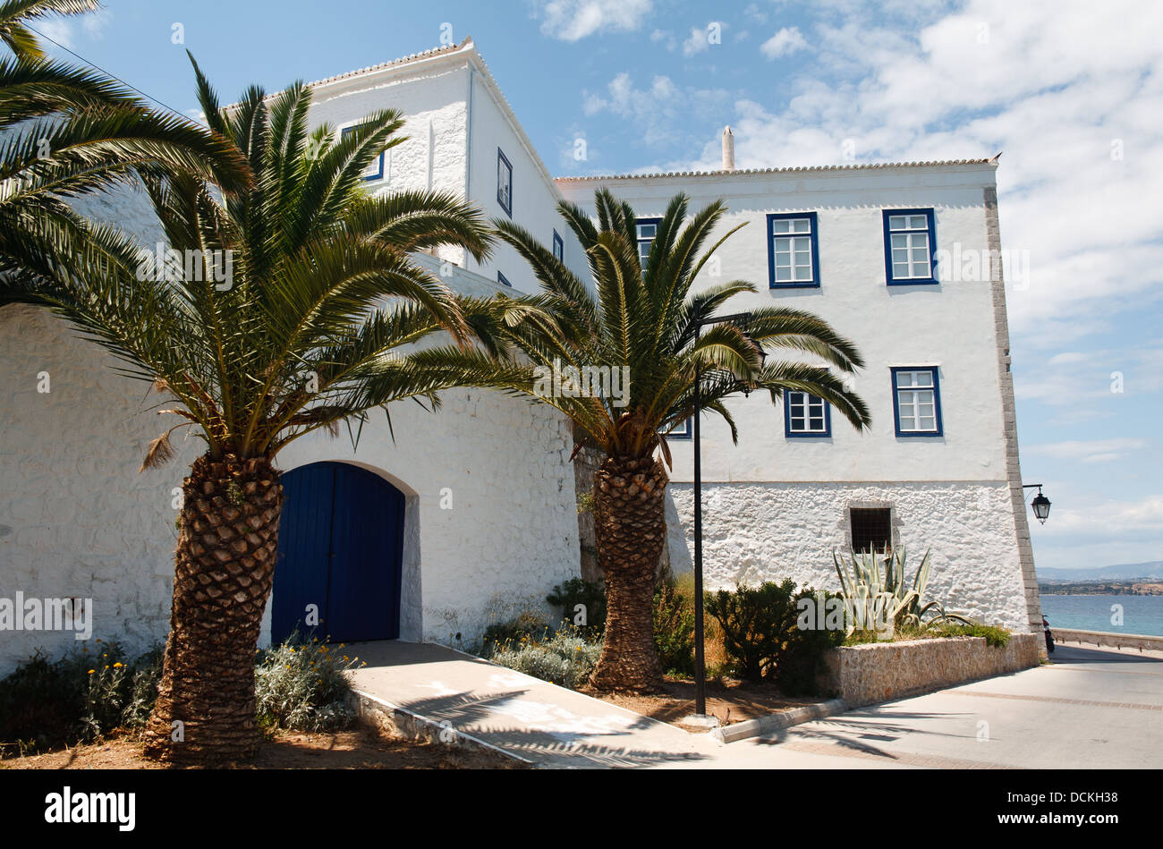 Greek house palms Stock Photo - Alamy