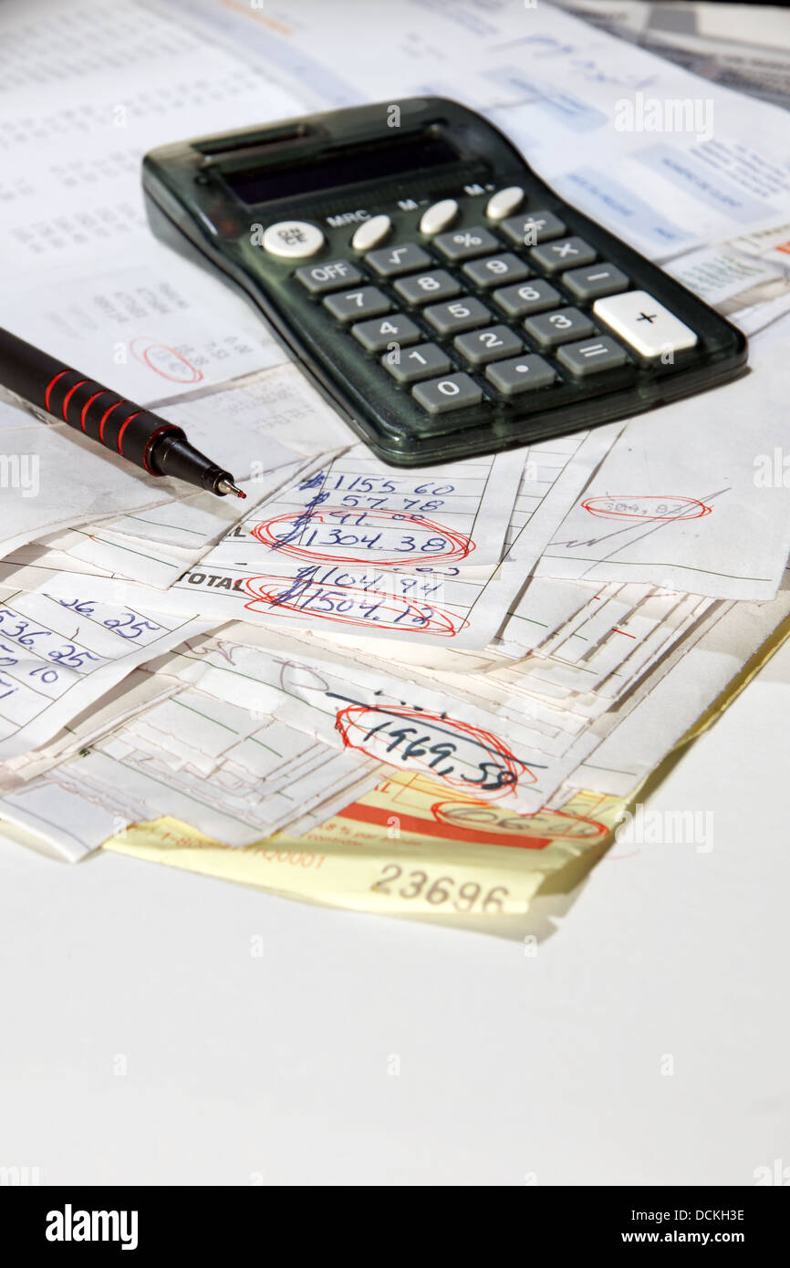 Adding bills vertical Stock Photo - Alamy