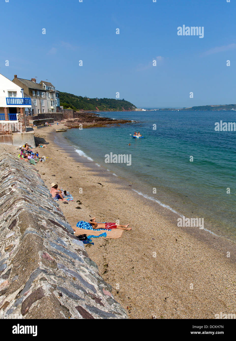 Kingsand Cornwall next to Cawsand, with people enjoying the sandy beach ...