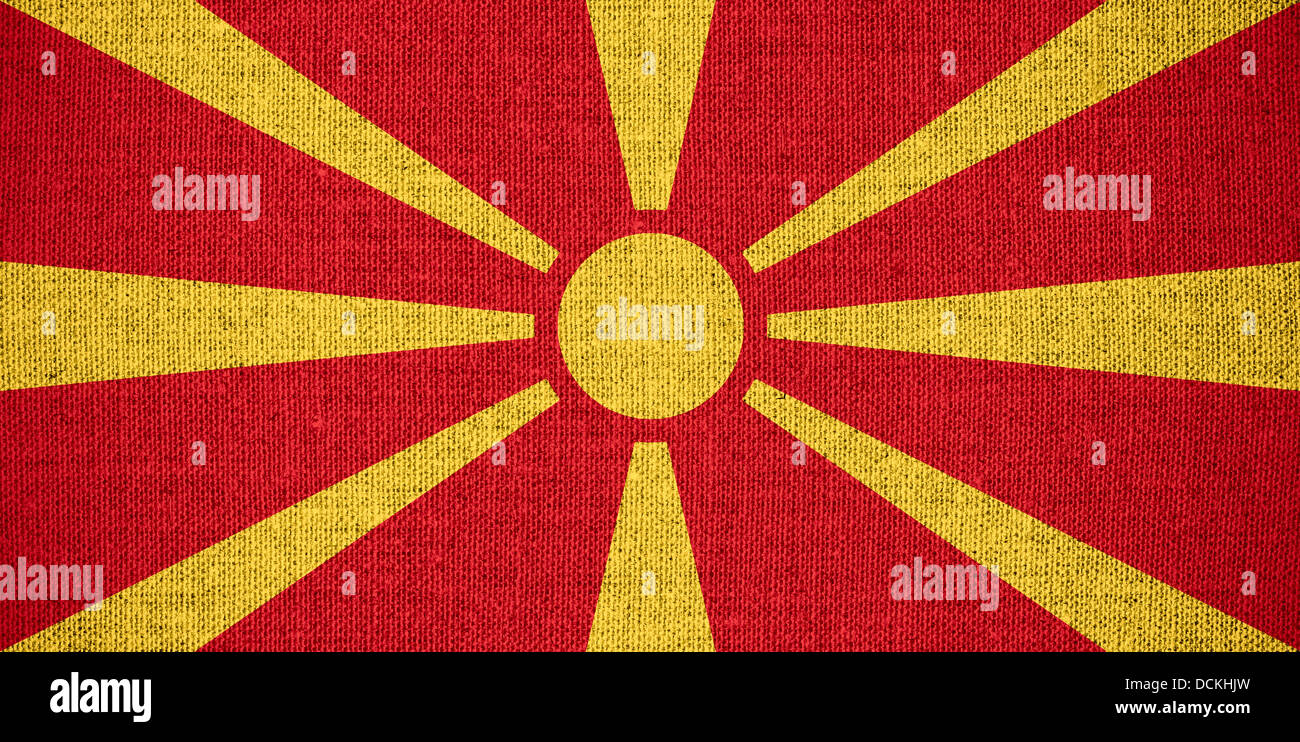flag of Macedonia or Macedonian banner on canvas background Stock Photo ...