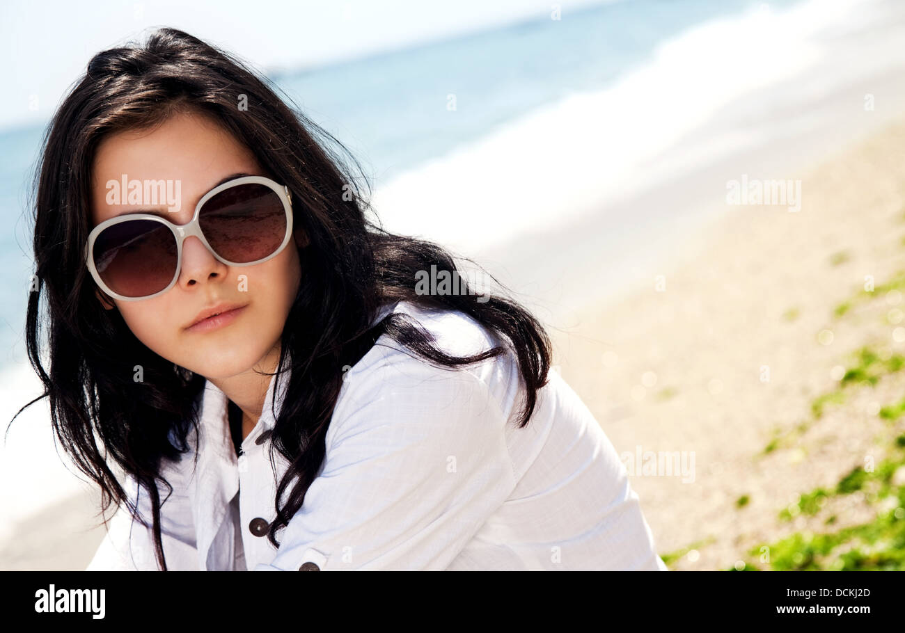 Female portrait beach Stock Photo - Alamy