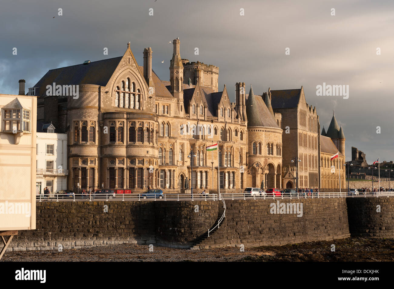 Aberystwyth University old college building at sunset standing tall and ...