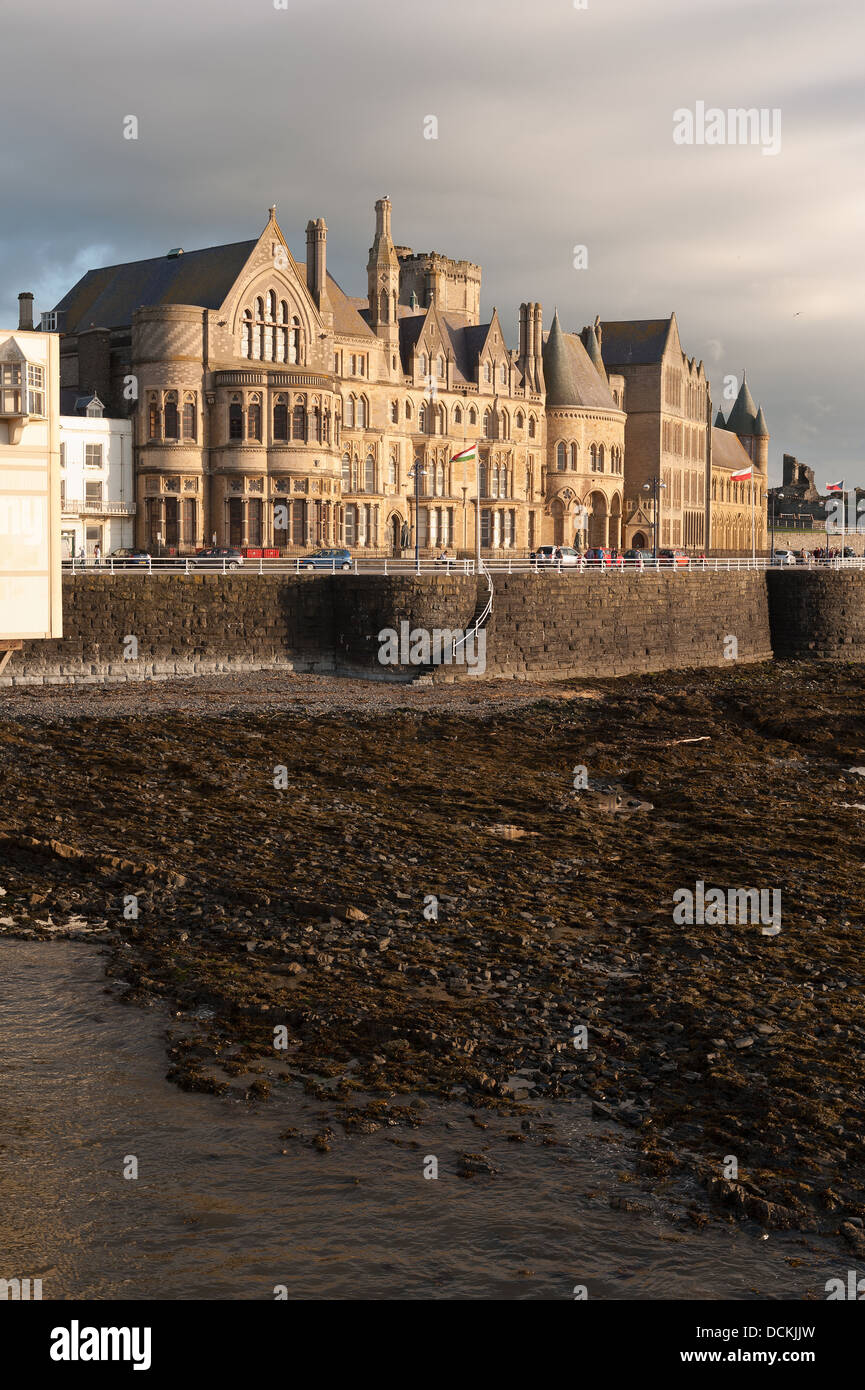 Aberystwyth University old college building at sunset standing tall and ...