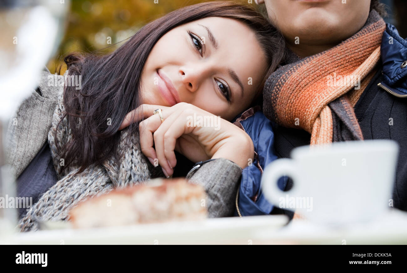 Female leaning on male shoulder Stock Photo - Alamy