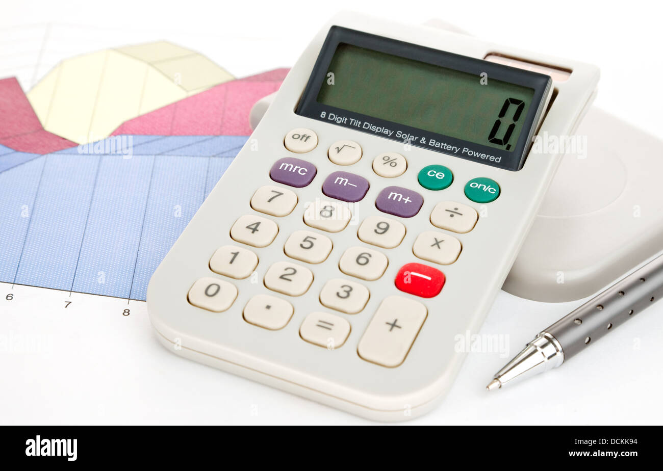 calculator pen and graphics Stock Photo - Alamy