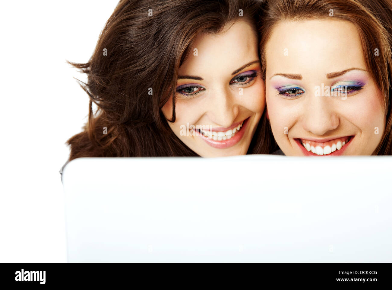 happy friends laptop Stock Photo - Alamy