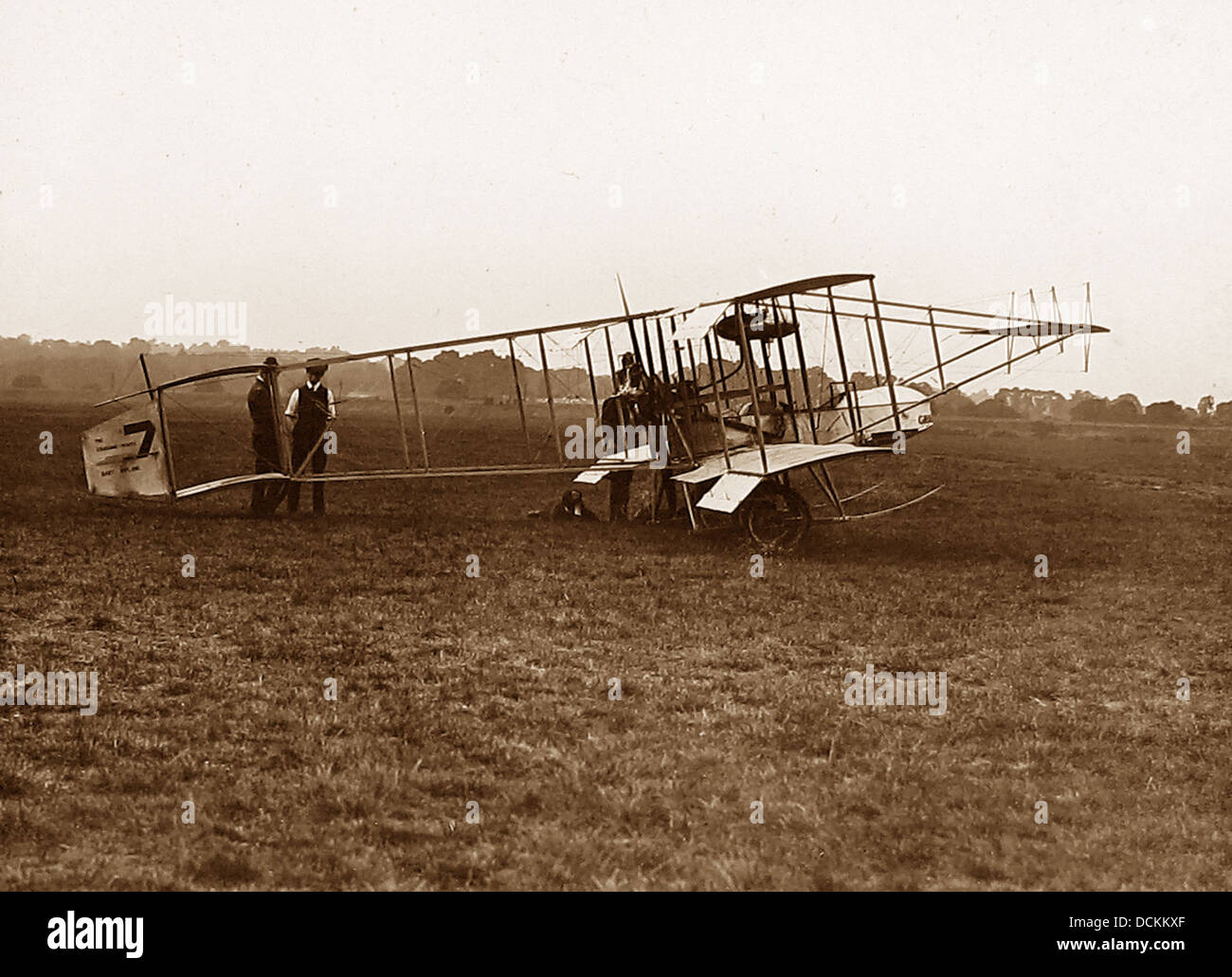 Grahame White in his Baby biplane early 1900s Stock Photo - Alamy