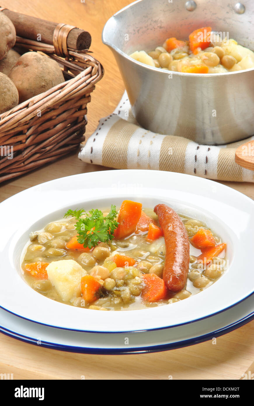delicious country style soup with vegetable and sausage Stock Photo - Alamy