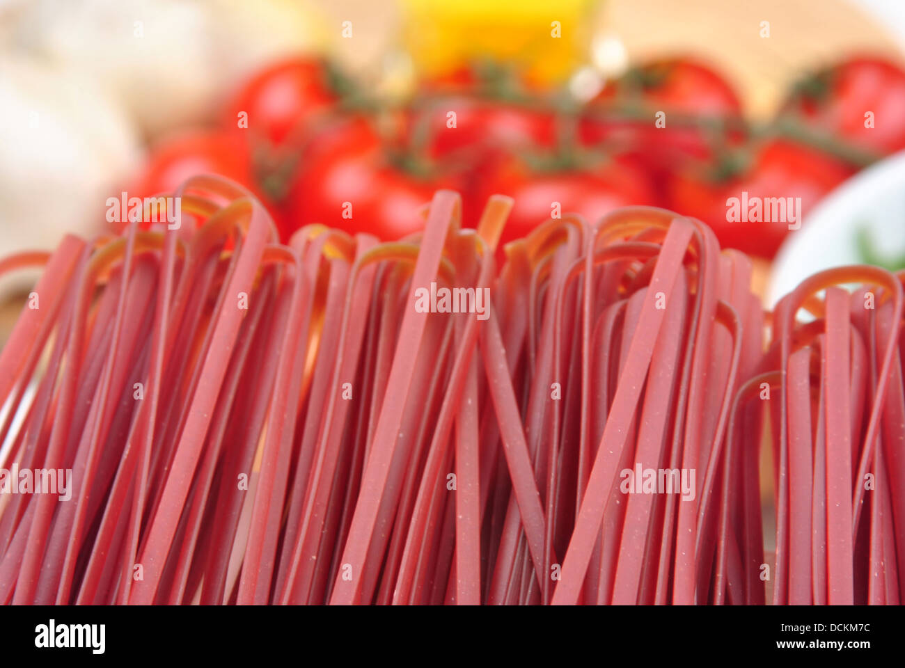 some home made raw spaghetti in different colour Stock Photo - Alamy