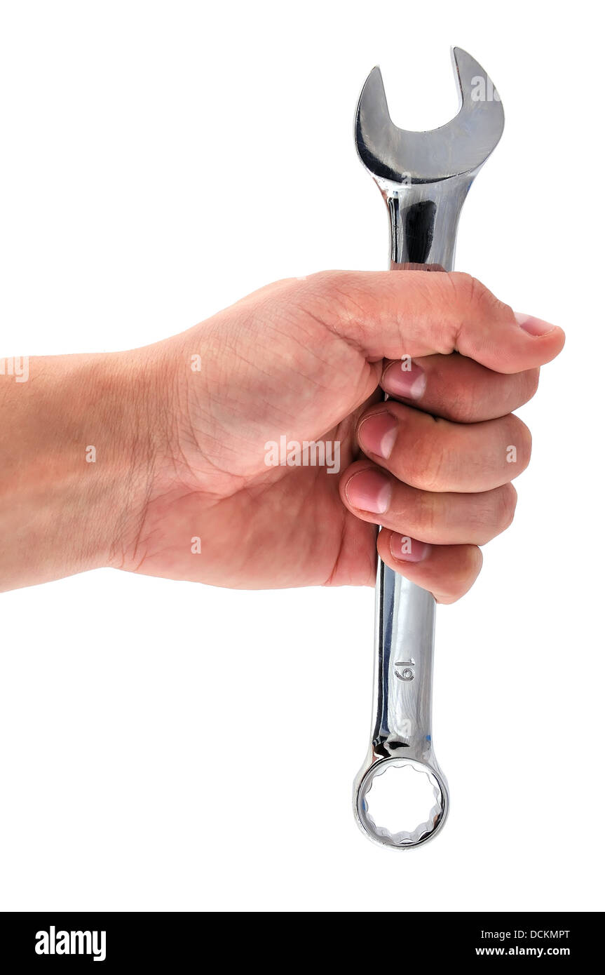 wrench in hand Stock Photo - Alamy