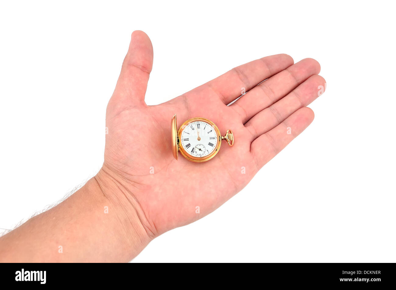 gold watch in hand Stock Photo - Alamy