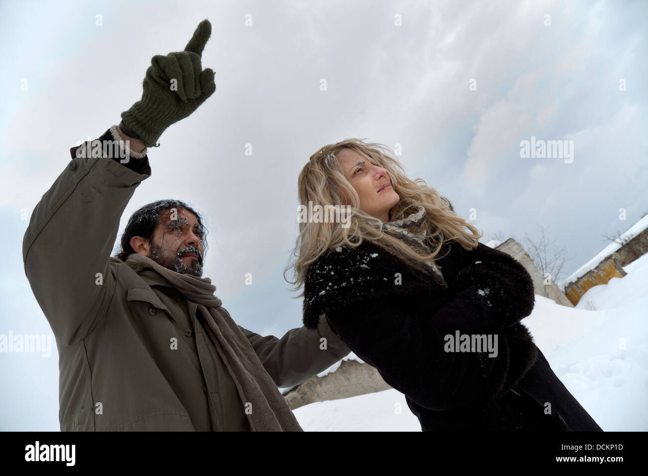 Homeless Couple In Winter Time Stock Photo Alamy