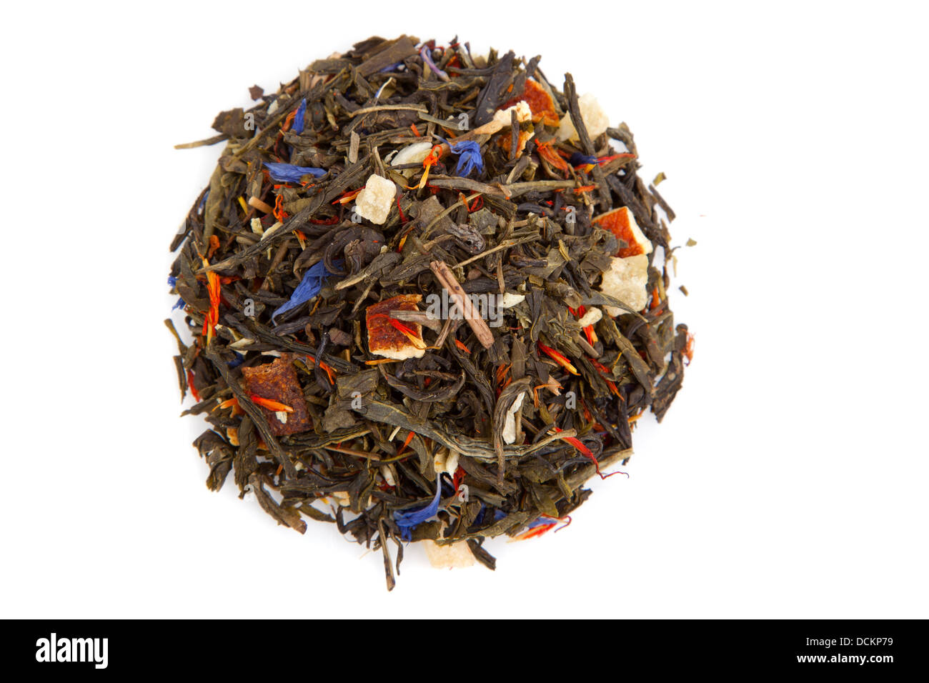 tea with flower petals, on white background Stock Photo - Alamy