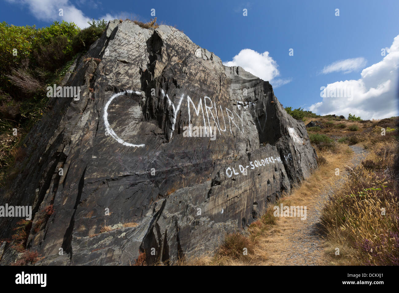 "The Rock" or "Y Graig" a landmark above the town of Machynlleth, mid ...