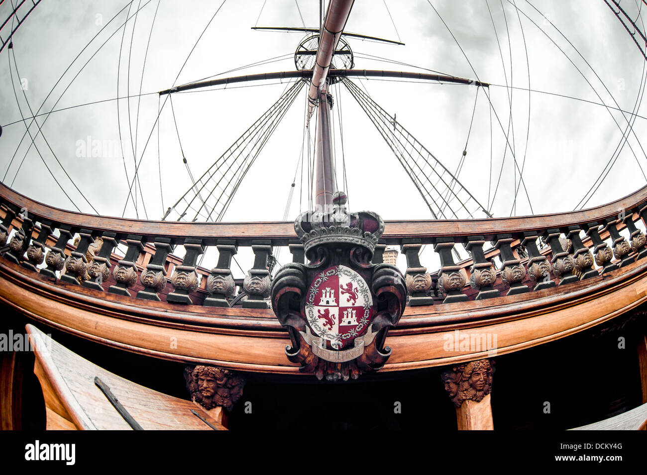 Detail of Galeone Neptune ship Stock Photo - Alamy