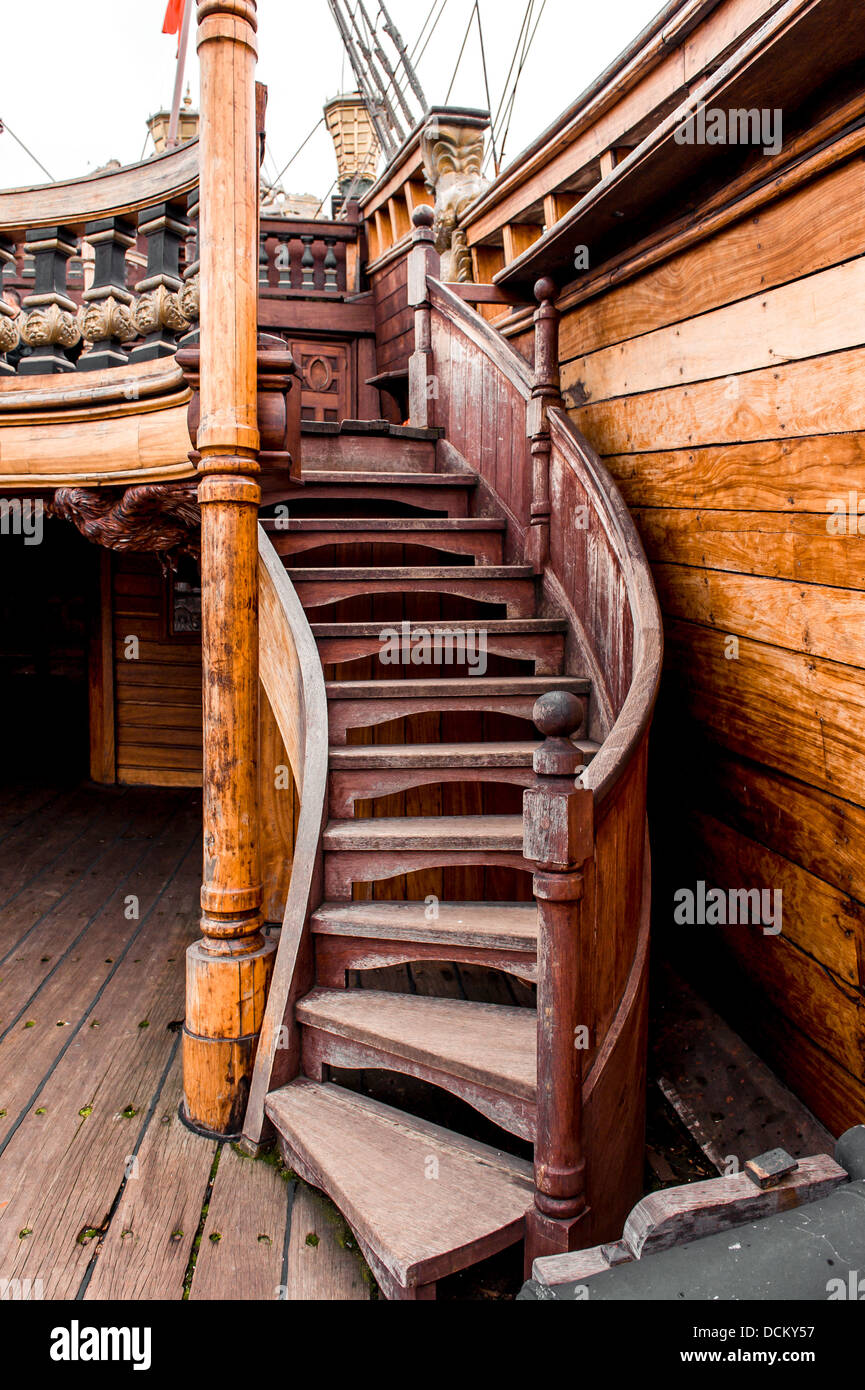 Ancient staircase on the ship Stock Photo - Alamy