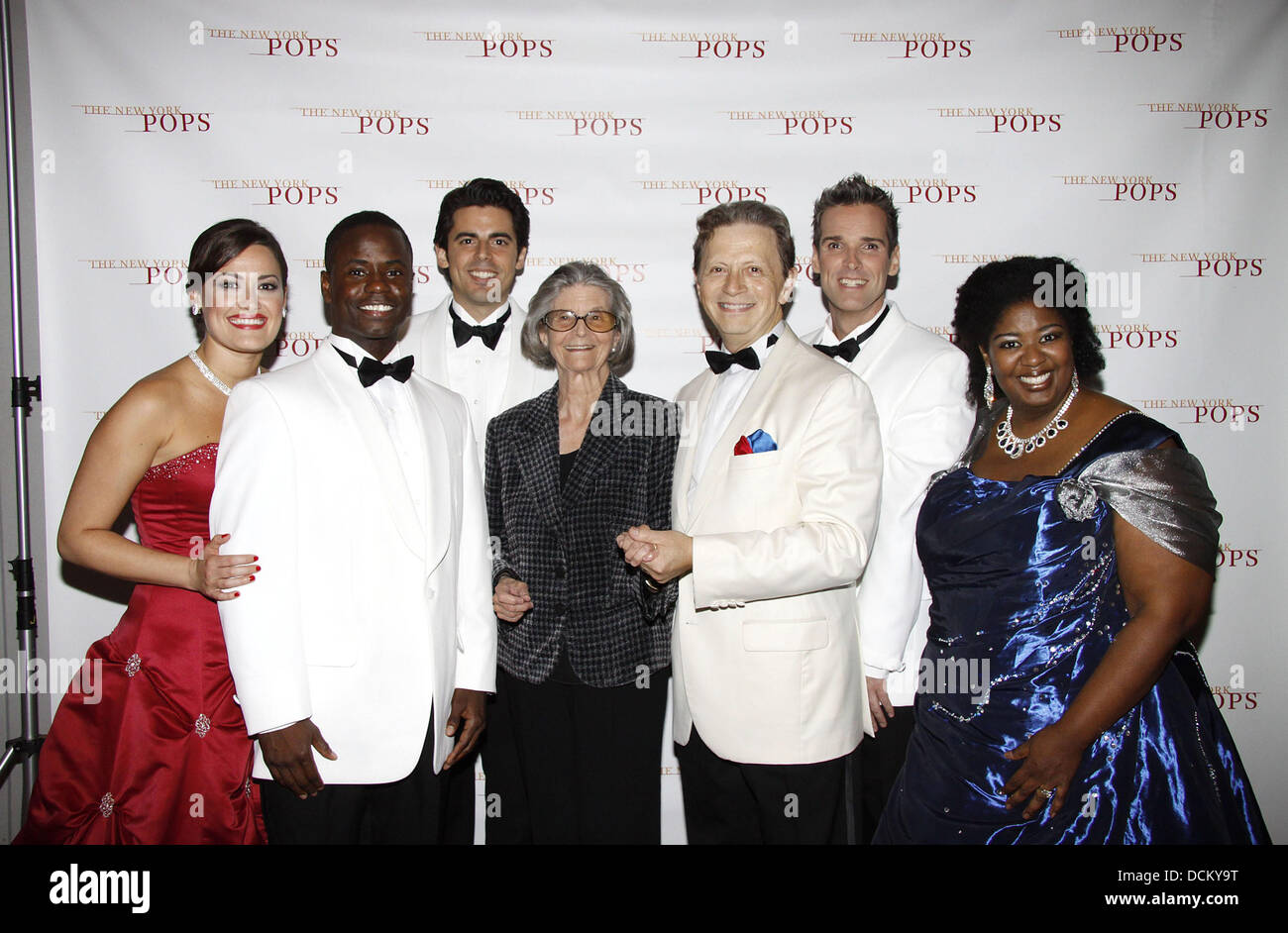 The cast pose with Mary Ellin Barrett, daughter of Irving Berlin The ...