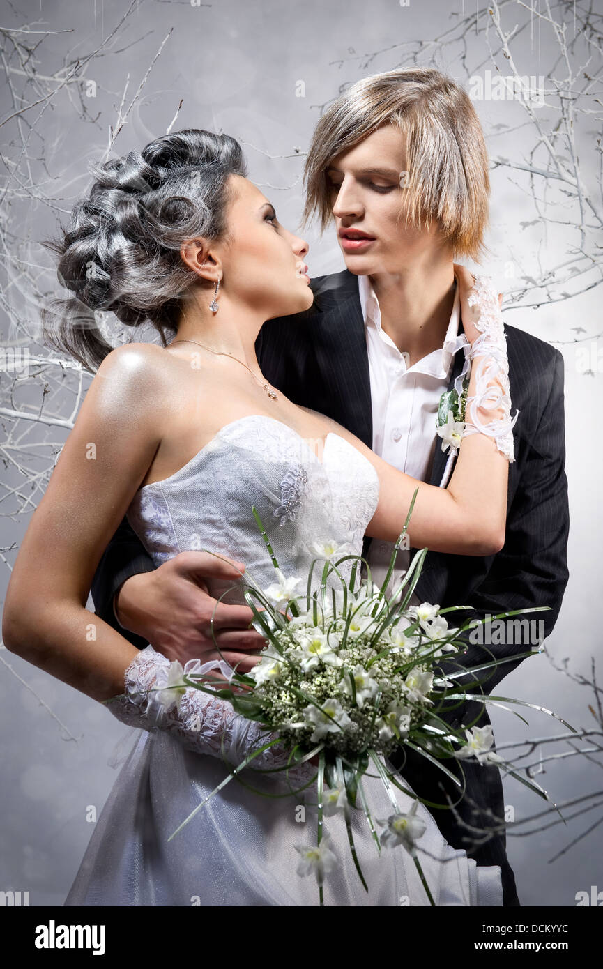 Beautiful bride and groom Stock Photo - Alamy